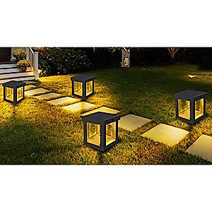 JSBDPHW Modern Simple Square LED Column Light Solar Pillar Lamp Outdoor Waterproof Post Light Patio Garden Decoration Landscape Light Road Lawn Base Lamp