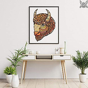 Wooden Jigsaw Puzzles for Adults and Kids Unique Shaped Jigsaw Puzzles Premium Gift Box - American Buffalo EAGLEWOOD