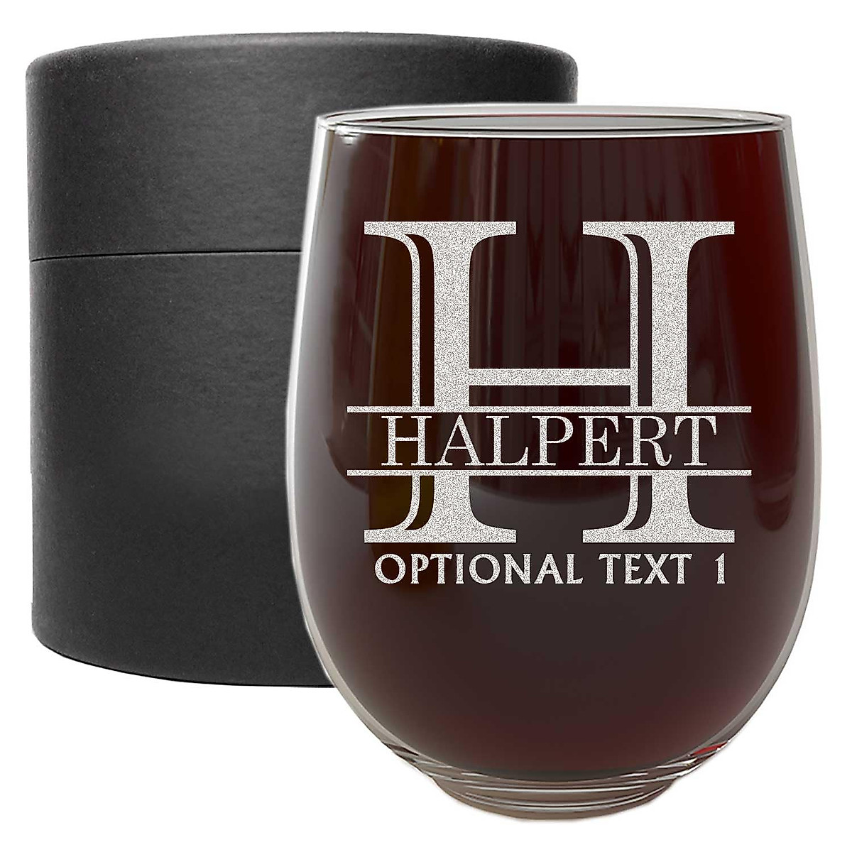Personalized Etched 17oz Stemless Wine Glass Tumbler, Halpert Monogram – Unique Customized Gifts for Women – Custom Gifts for Grandma – Wine Lover Gifts - Bridesmaid Gifts for Her, glasses