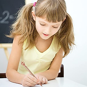 9 Pcs Ballpoint Cute Pens Set Leopard Fancy Pens Liquid Sand Glitter Pens Crystal Big Diamond Pen Crown Pretty Pens Metal Slim Ballpoint Pens Girly Black Ink for Home Wedding School Office (Rose Gold)