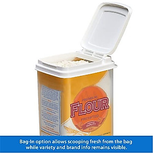 Buddeez Flour and Sugar Container All Purpose Kitchen Organization and Storage Unit, 4 Quart, White