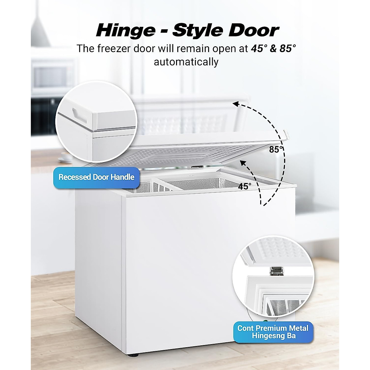 rosmena 7.0 Cu.Ft Deep Freezer-Chest Freezer with Adjustable Temperature, Top Open Door Small Freezer Perfect with Removable Basket for Home, Kitchen, Garage, Office, Shop, RVs, White