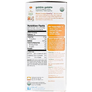 Happy Baby Organic Stage 3 Baby Food, Hearty Meals, Root Vegetables & Turkey with Quinoa, 4 Ounce (Pack of 8)