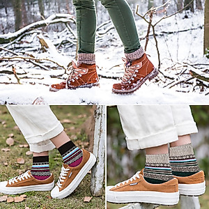 MORECOO Womens Winter Socks Wool Socks Thermal Hiking Winter Boot Warm Thick Cozy Work Socks for Ladies 5 Pairs