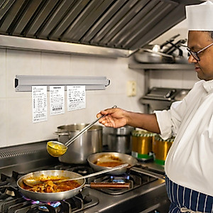 16 Inch Restaurant Receipt Holder with Ticket Rack Magnetic Note, Silver Kitchen Slide Check Rack, Bill Orders Ticket Holder Tab Aluminum Display Rail for Restaurant Cafes Pubs Bars