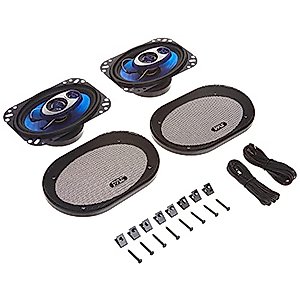 Pyle 6” x 8” Car Sound Speaker (Pair) - Upgraded Blue Poly Injection Cone 3-Way 360 Watts w/ Non-fatiguing Butyl Rubber Surround 70 - 20Khz Frequency Response 4 Ohm & 1" ASV Voice Coil - Pyle PL683BL