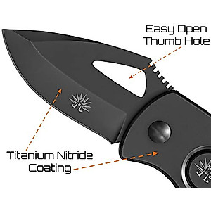 Off-Grid Knives - FAT BOY BLACKOUT Pocket Tank Manual Folding Utility Knife - Compact EDC, Razor Sharp Japanese AUS8 Steel, Deep Carry Clip, Safe Button Lock Release (Blackout)