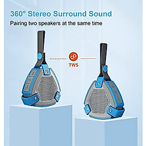 HEYSONG Shower Speaker, IP67 Waterproof Bluetooth Speaker Bluetooth 5.0 with Loud Sound Stereo Pairing, 15H Playtime，USB-C Charge, True Wireless Stereo for Home,Outdoors, Travel