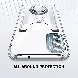 Shields Up for Moto G Stylus 5G 2022 Case, Minimalist Wallet Case with Card Holder [3 Cards] & Ring Kickstand/Stand, Drop Protection Slim Protective Cover for Motorola Moto G Stylus 5G 2022, Clear