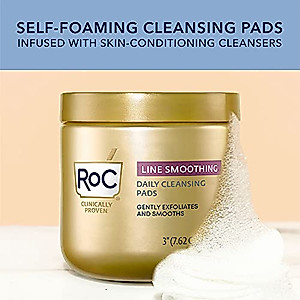 RoC Resurfacing Disks, Hypoallergenic Exfoliating Makeup Remover Pads for Wrinkles and Skin Tone, Hypo-Allegenic Skin Care, Oil-Free Daily Cleanser, 28 Count (Packaging May Vary)