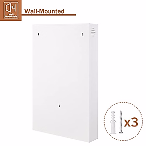 SPACEROCK 3 Drawers Shoe Storage Cabinet Wall Mounted & No-Assembly 25“ Metal Shoe Cabinet for Entryway, Hallway, and Corridor, Holds 12 Pair Shoes, White