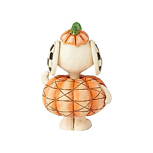 Enesco Peanuts by Jim Shore Halloween Collection Snoopy Dressed as a Pumpkin Miniature Figurine- Stone Resin Hand Crafted Painted Collectible Peanuts Snoopy Mini Figurines Home Decor Statue, 3.5 Inch