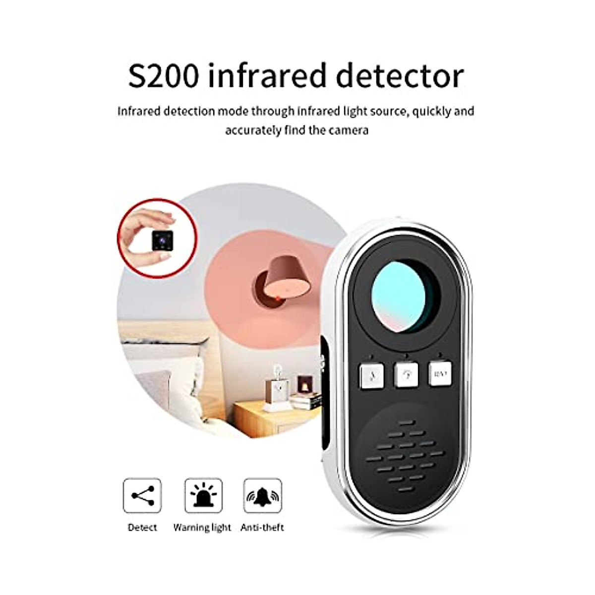 OLYAXEN Anti Hidden Camera Detector Spy Camera Finder Personal Emergency Safe Sound Alarm with Mini LED Flashlight Pocket Sized Camera Finder Locates Hidden Camera Quickly and Instantly