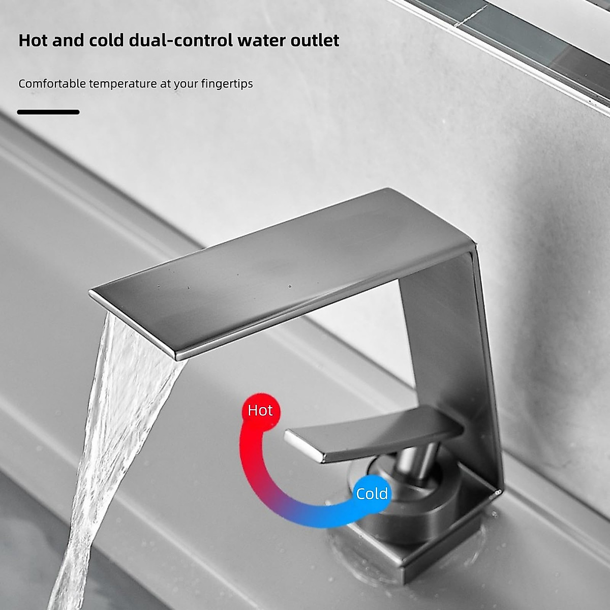 PRANOHD Bathroom Waterfall Matte Black Faucets, RV Restroom Bath Face Basin Bar Lavatory Kitchen Commercial Vanity Sinks Water Replacement, Peerless Unique Modern 6 Inch Brass One 1 Hole Single Handle