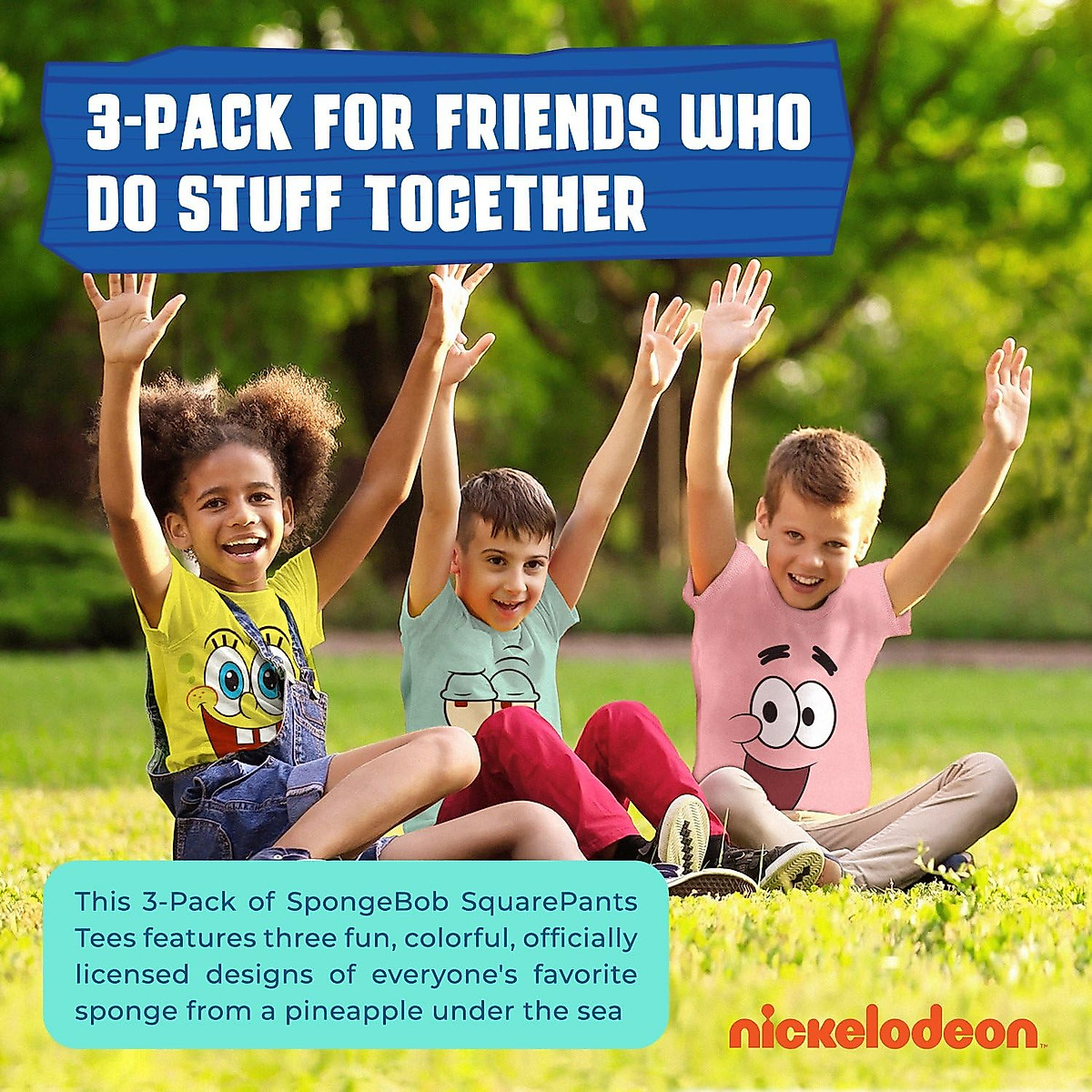 Nickelodeon Spongebob Square Pants Shirts for Boys (3-Pack) KidsGraphic Tshirt for Toddler & Up - 6 Gn/YEL/Pk SS