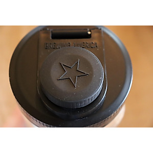 Brewing America Creamer Jar with Pouring Lid, 1 Pint (16 oz) Wide Mouth Ball Mason Jar with Black Pour Lid, for Milk, Sugar, and Cream, 1-Pack (Black)