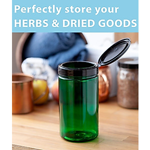 JUVITUS 32 oz Green Plastic PET Refillable Jar (BPA Free) with Black Flip Top Cap (4 pack)