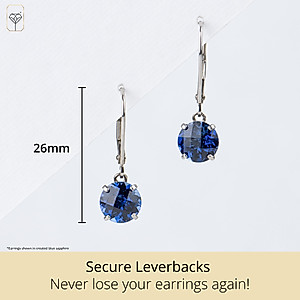 MAX + STONE 10k White Gold 8mm Round October Birthstone Created Opal Dangle Earrings for Women with Leverbacks