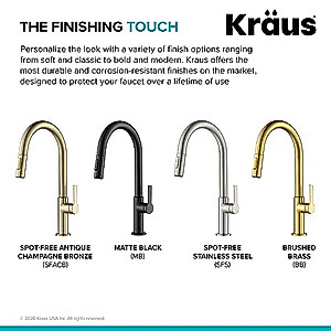 Kraus KPF-2820BB Oletto Single Handle Pull-Down Kitchen Faucet, 17 Inch, Brushed Brass