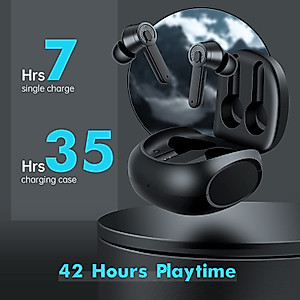 vinlley Bluetooth Headphones, True Wireless Earbuds, in Ear Running Earphones with Noise Cancelling Mic, Built-in Microphone, IPX7 Waterproof, Upgrade Wireless Headset for Laptop/Sports, ES06 Black