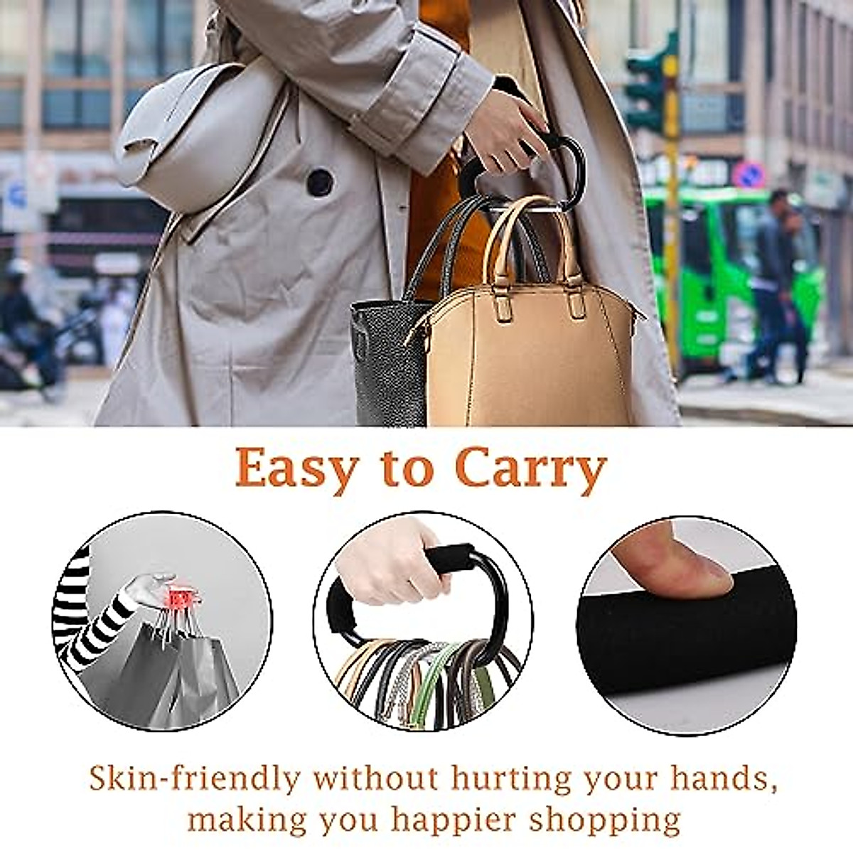 Stroller Hooks-X-Large 16cm(6.3") of Multipurpose hook clips-for mommy shopping Bags,Baby Diaper Bags,Groceries,Clothing,Purse(Stroller accessories-Black).