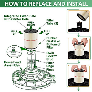 2Pack Replacement Filter For Craftsman ‎CMXZVBE38754 Red Stripe General Purpose Wet Dry Vac Replacement Filter Fit for 5 to 20 Gallon Shop Vacuums Part #009-38754