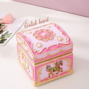 LOVE FOR YOU Gift Wrapped Music box Musical Carousel Horse Jewelry Box for Girls and Women Baby Kids Sister Niece Daughter Mom Granddaughter Grandma Birthday Presents Christmas Gifts