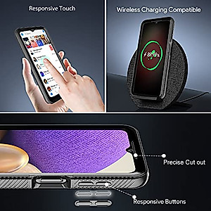 HATOSHI Samsung Galaxy A32 5G Case with Built in Screen Protector, [Military-Grade] Full-Body Shockproof Heavy Duty Protection Crystal Clear Back Protective Phone Case Cover for Samsung A32, Black