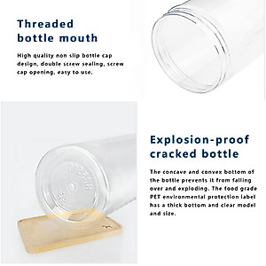 Set of 6Pcs Clear Plastic Food Storage Jar with Lid, Round Transparent Skinny Storage Container for Spaghetti, Pasta and Dry goods (Clear 6pcs)