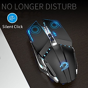 TENMOS T21 Bluetooth Mouse, 2.4G LED Dual Mode (Bluetooth 5.1+ USB) Bluetooth Wireless Mouse, Rechargeable Silent Computer Gaming Mice for Laptop, iPad, MacOS, PC, Windows, Android (Black)