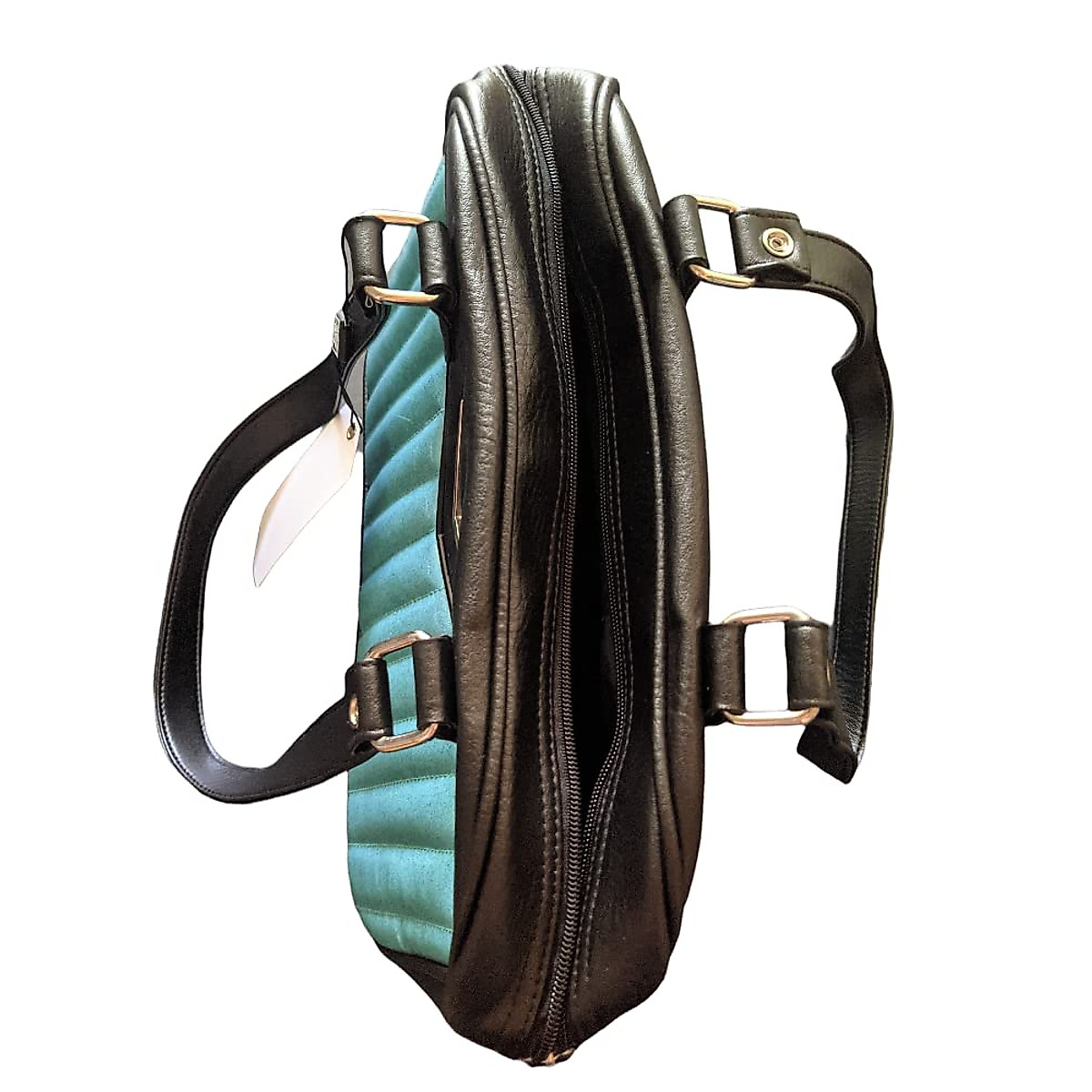 Liquorbrand Bonneville Bowler Purse with Chevron Logo (Black and Mint Sparkle)
