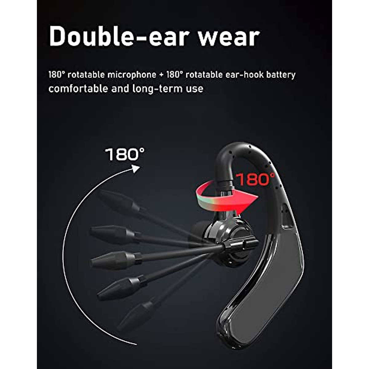 Mosonnytee Headphones Wireless Bluetooth earpiece Noise Cancelling Headphones with Microphone Truck Bluetooth Headset Hands-Free for Cell Phone with Replaceable Batteries for 20-Hours (Gold)