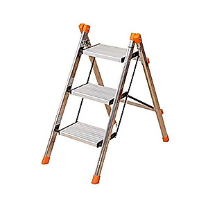 PENGJIE Folding Ladder Step Stool Ladder Stool 3 Step Folding Aluminum Heavy Duty Steel Portable Anti Slip Mat Tread Compact 150 Kg Capacity