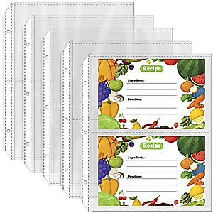 MaxGear Recipe Card Protectors (60 Pack, 4x6 inch Pockets) Recipe Card Holder for 8.5 x 9.5 3 Ring Binder, 2 Pockets Per Page, Recipe Binder Photo Refill Pages, Perfect for Recipe and Photo Sleeves