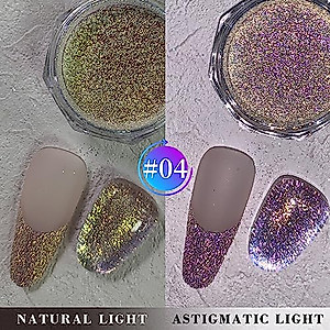 CHARMING MAY 4 Colors Holographic Nail Glitter Powder Set Shiny Metallic Chrome Nail Powder Kit for Acrylic Nails Sparkling Reflective Glitter Galaxy Effect for Party Nightclub(4 Colors(#1#2#3#4))