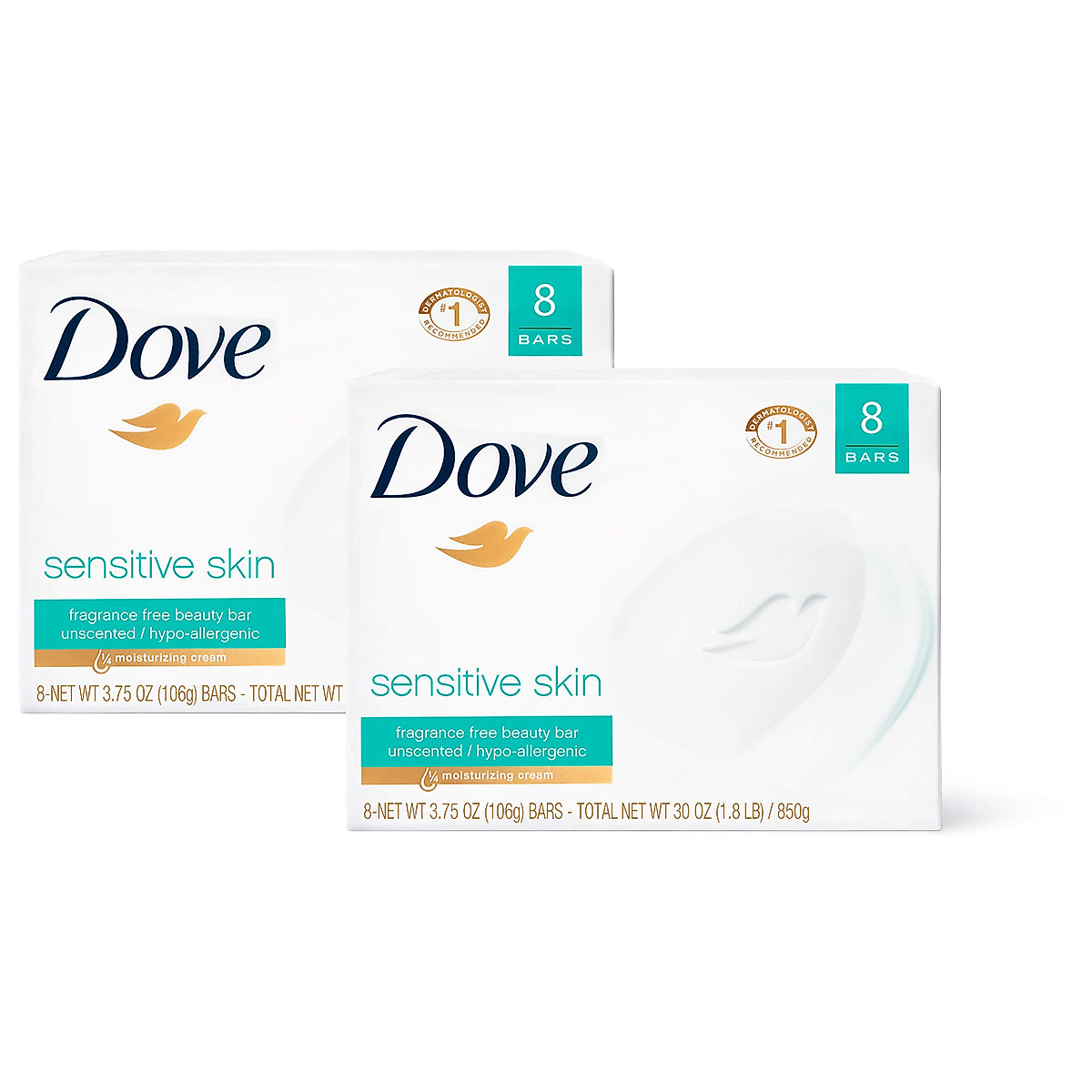 Dove Beauty Bar Gently Cleanses and Nourishes Sensitive Skin Effectively Washes Away Bacteria While Nourishing Your Skin, 3.75 oz (Pack of 16)