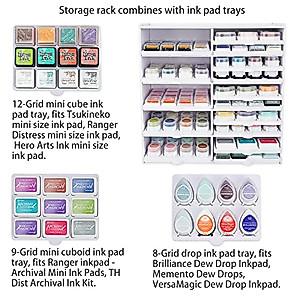 Sanfurney 10 Slots Ink Pad Tray Organizer Rack Compatible with Mini Distress Ink Pad Tray, Drop Ink Pad Tray, Mini Archival Ink Pad Tray (Trays are not Included) Stamp Pad Supplies Storage Holder
