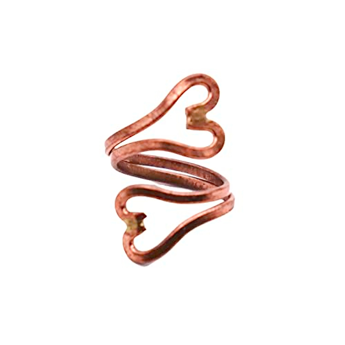 A Jeweler A JEWELER Adjustable Ring Copper Jewelry for Women – Handmade Double Heart Boho Ring with a Beautiful Brigth Copper Finnish
