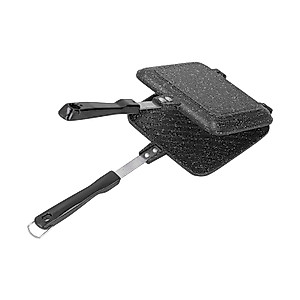 Lazmin112 Nonstick Double Sided Frying Pan, Breakfast Pot Aluminum Alloy Flip Tray Barbecue Plate for Indoor and Outdoor Cooked Chicken Fish