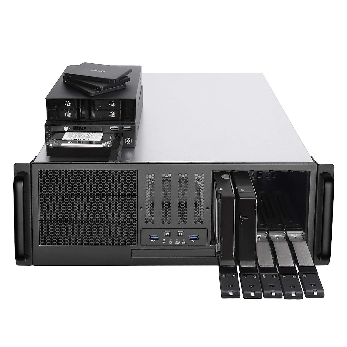 SilverStone Technology RM41-H08 4U Rackmount Server Case with 5 x 3.5 Hot-Swappable Bay and 3 x 5.25 Bays with USB 3.1 Gen 1 RM41-H08-x