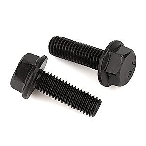 M6 x 25mm Flange Hex Bolts Flanged Screws, Grade 10.9 Alloy Steel, Black Oxide, Fully Threaded, 25 PCS