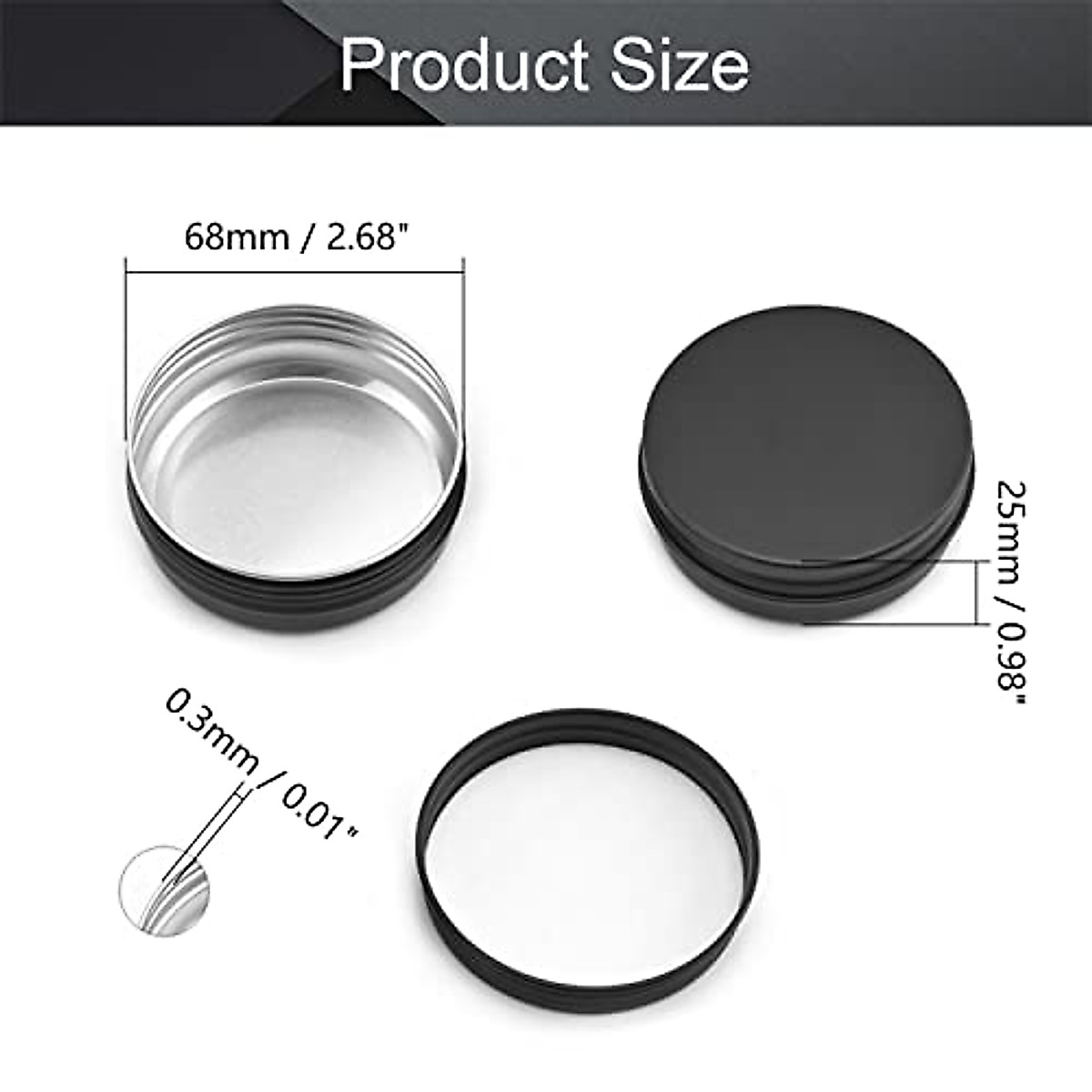 Othmro 6Pcs 2oz 60ml Round Aluminum Cans Tin Can Screw Lid Top Metal Storage Tins Containers Round Empty Container Cans Kitchen Storage Container for Lip Balm, Crafts, Candles, Candies