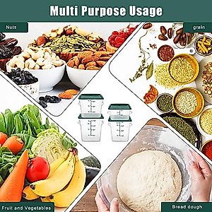 Kigley 4 Pcs Food Storage Containers with Lids Set 2 Qt 4 Qt 6 Qt 7.5 Qt Clear Square Commercial Food Storage Container with Scale Handle for Home Restaurant Kitchen Food Prep(Green)