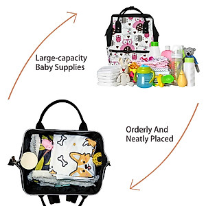 Black and White Cute Cartoon Kawaii Animals owl Diaper Bag Backpack, waterproof backpack Baby Nappy Changing Bags Laptop Backpack for Travel, Large Capacity, Durable and Stylish for Woman and Men.