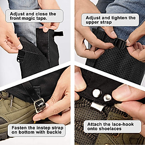 Unigear Leg Gaiters Waterproof Snow Boot Gaiters, Abrasion Resistance for Outdoor Hiking, Hunting, Ice Climbing, Skiing (Black, S)