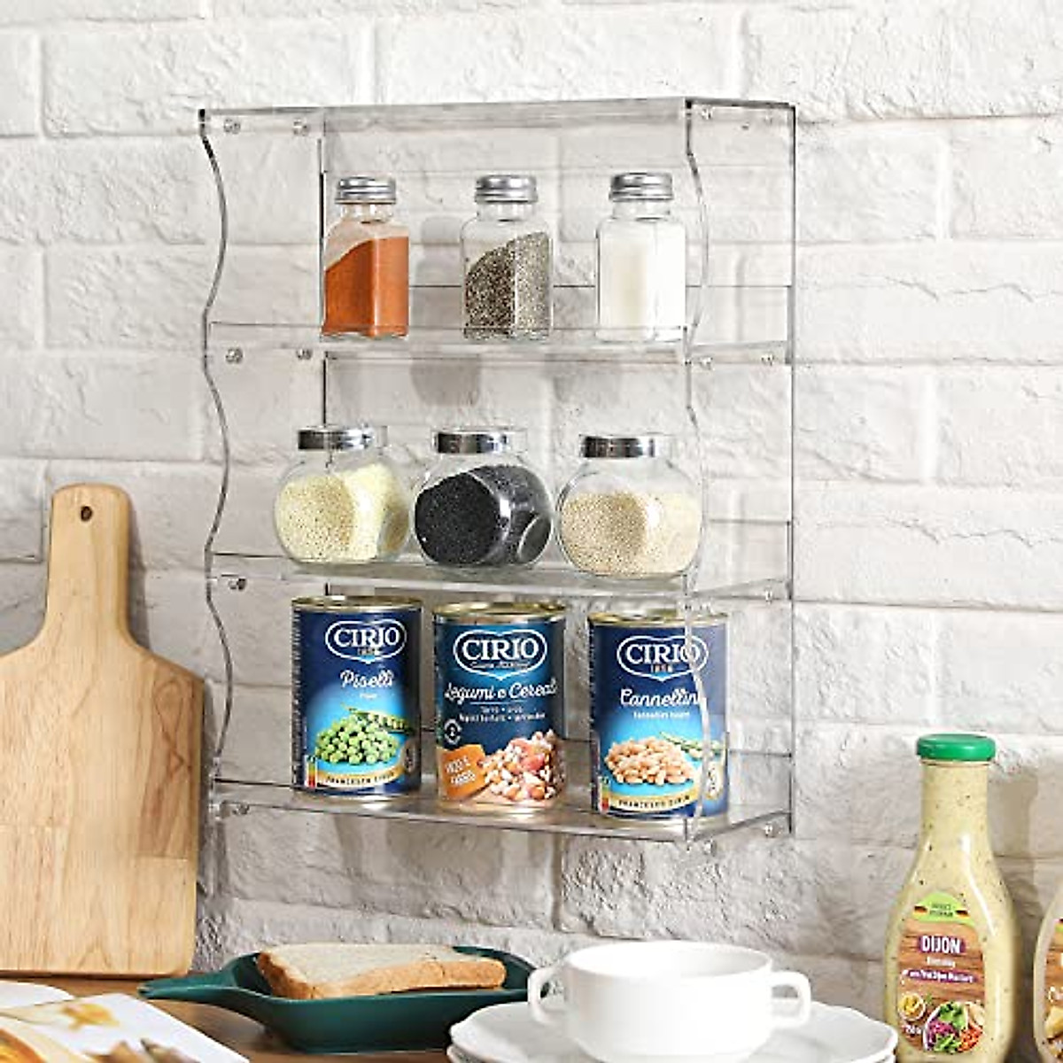 MyGift Clear Acrylic Shelves, Wall Mounted 3 Tier Floating Display Rack, Clear Hanging Shelves, Plastic Shelving