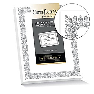 Southworth® Premium Foil Certificates, 8 1/2" x 11", 66 Lb, Ivory/Gold Foil Spiro, Pack of 15