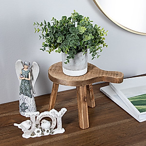 Rustix Mini Wooden Stool w/Handle - Rustic Decorative Mini Pedestal - Ideal Accent Stool for Small Decor, Plants and Trinkets - 9.3 L x 6.5 H x 5.8 W