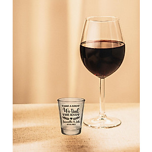 Take A Shot We Tied The Knot Shot Glasses, Bulk Set of 1.75oz Wedding Shot Glasses, Perfect Wedding Favor, Wedding Shot glasses, Bridal Party Shot Glasses