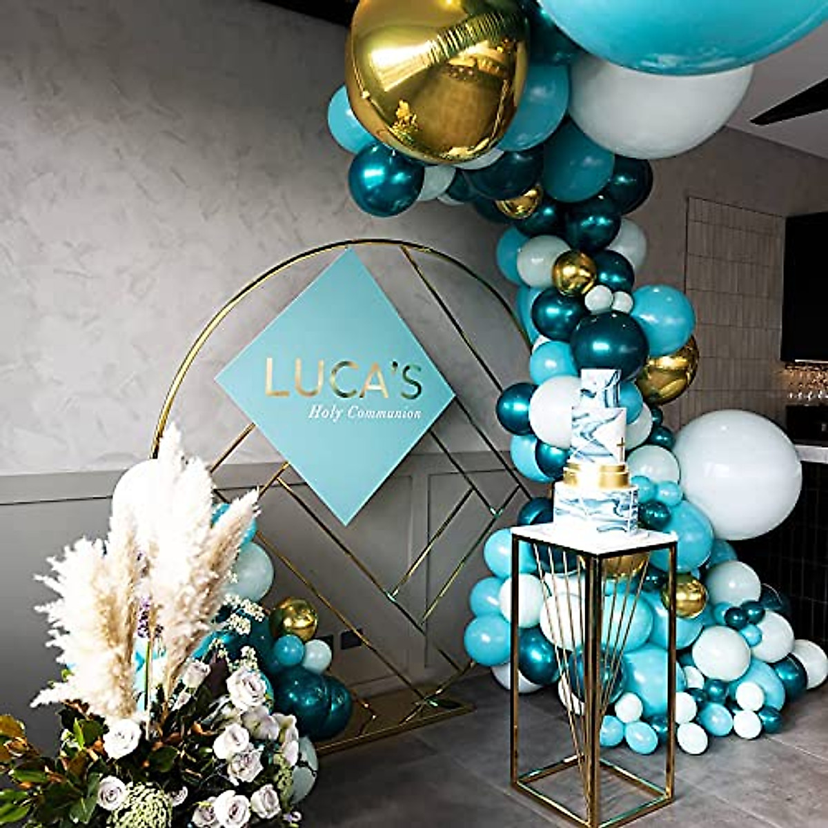 Beaumode DIY Dark Teal and Tiffany Balloon Garland for Birthday Communion Baby Shower Bridal Shower Balloon Arch Graduation Party Backdrop Decoration (Tiffany and Teal)